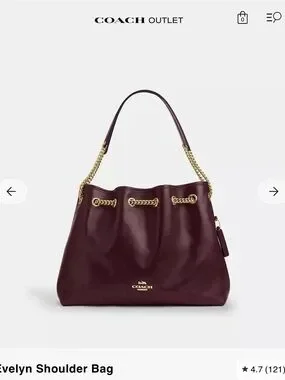 Coach | Bags | Coach Evelyn Shoulder Bag In Dark Wine With Gold ...